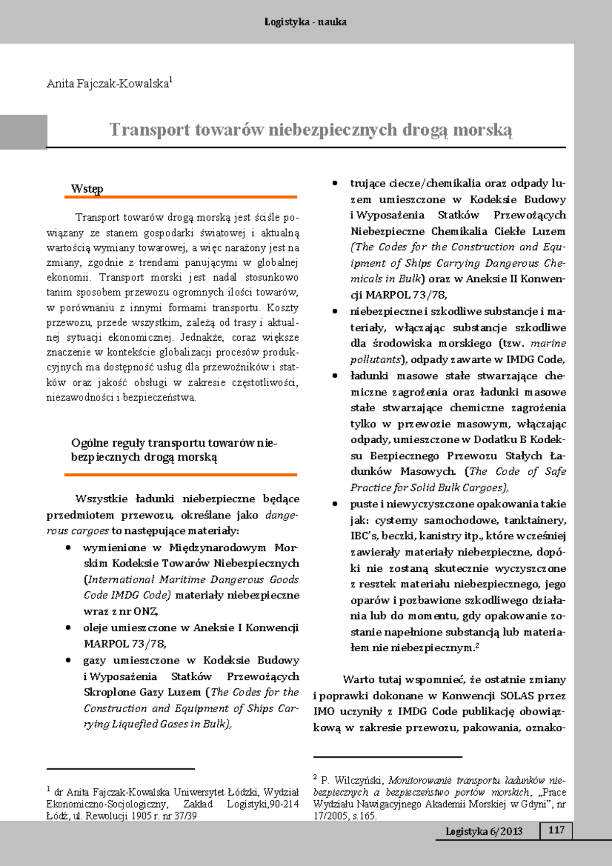 IMDG ADR - Bezpieczeństwo Transportu Towarów Niebezpiecznych - Studocu