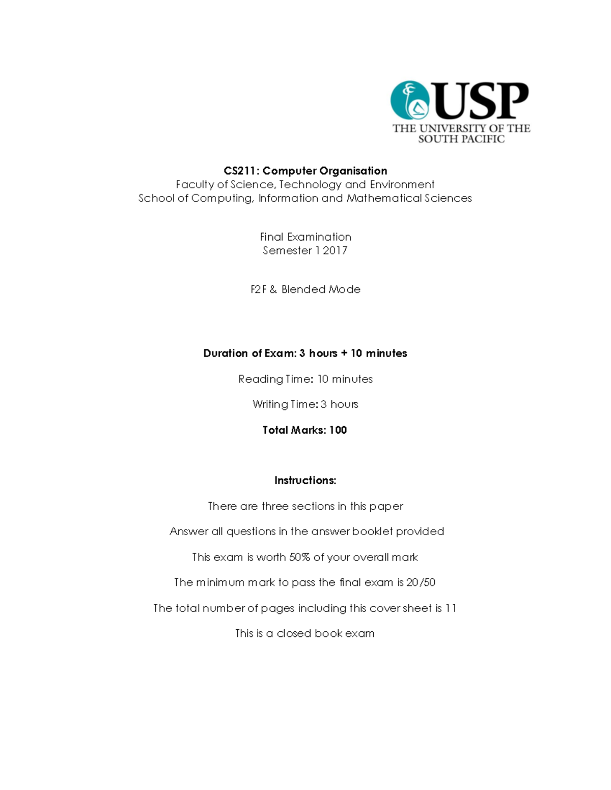 CS211: Final Exam Solutions for Computer Organisation - Semester 1 2017 - Studocu