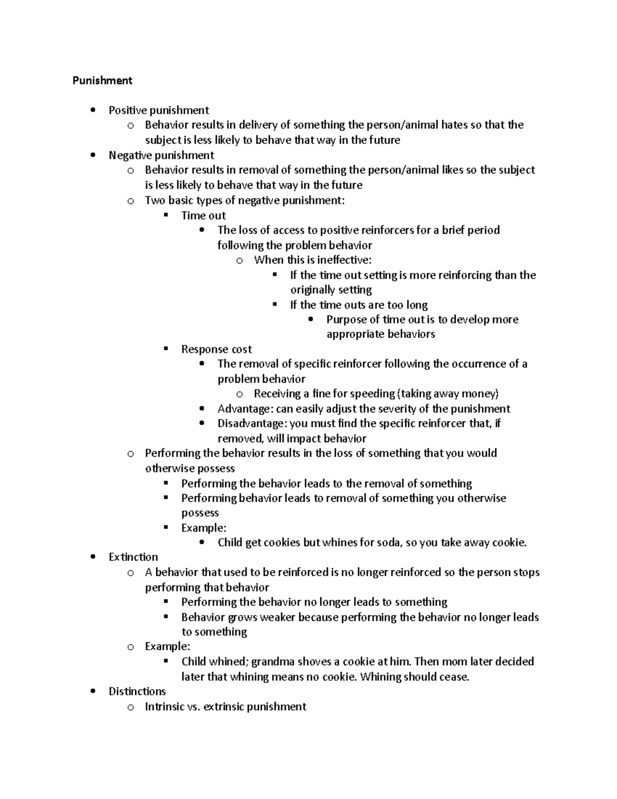 Punishment - Overview of lecture notes, homework, textbook readings ...