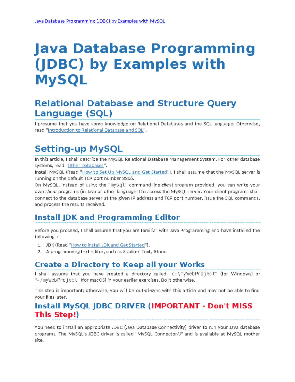 Java Database Programming (JDBC) Examples with MySQL: A Comprehensive ...