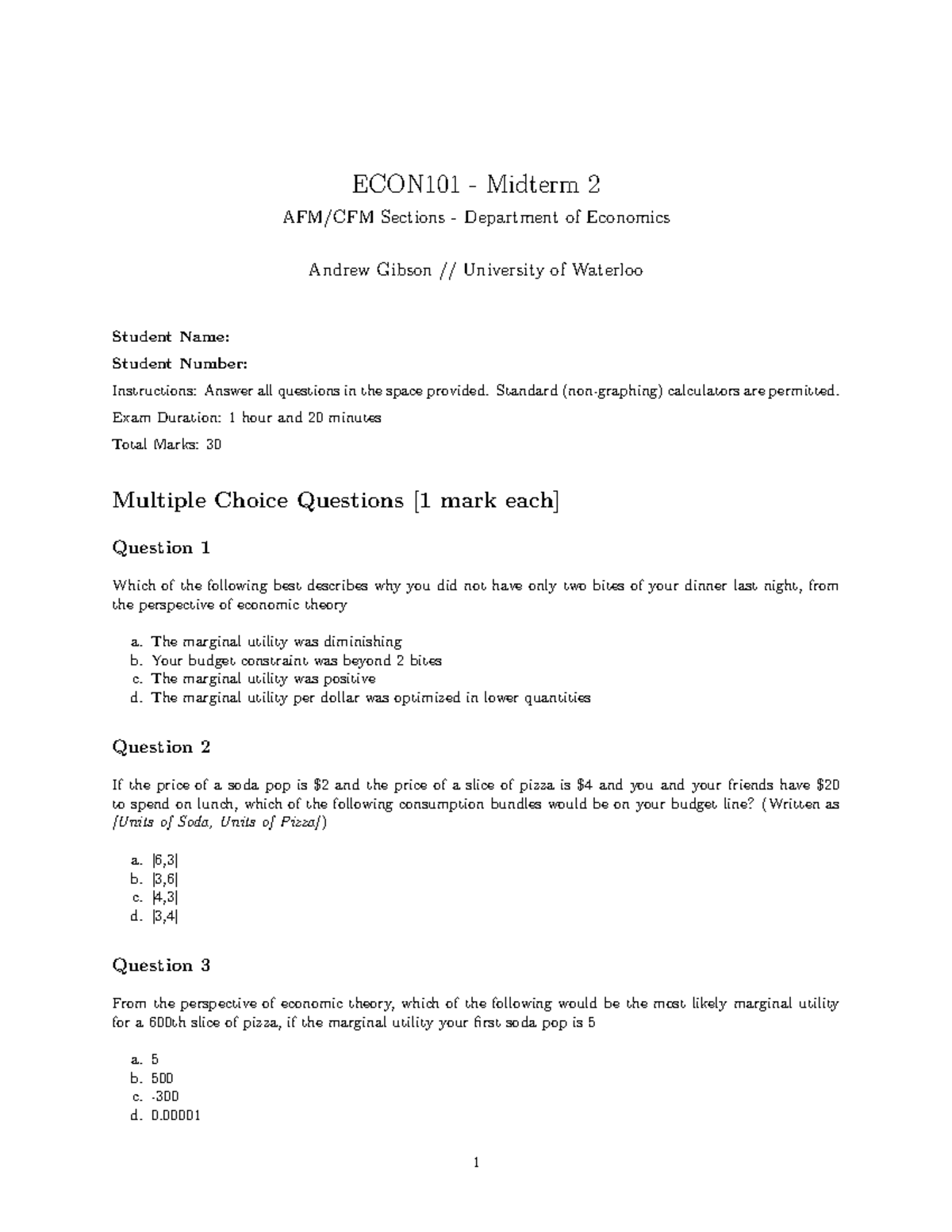 ECON 101 Midterm 2 - Sample Answers & Key Concepts - Studocu