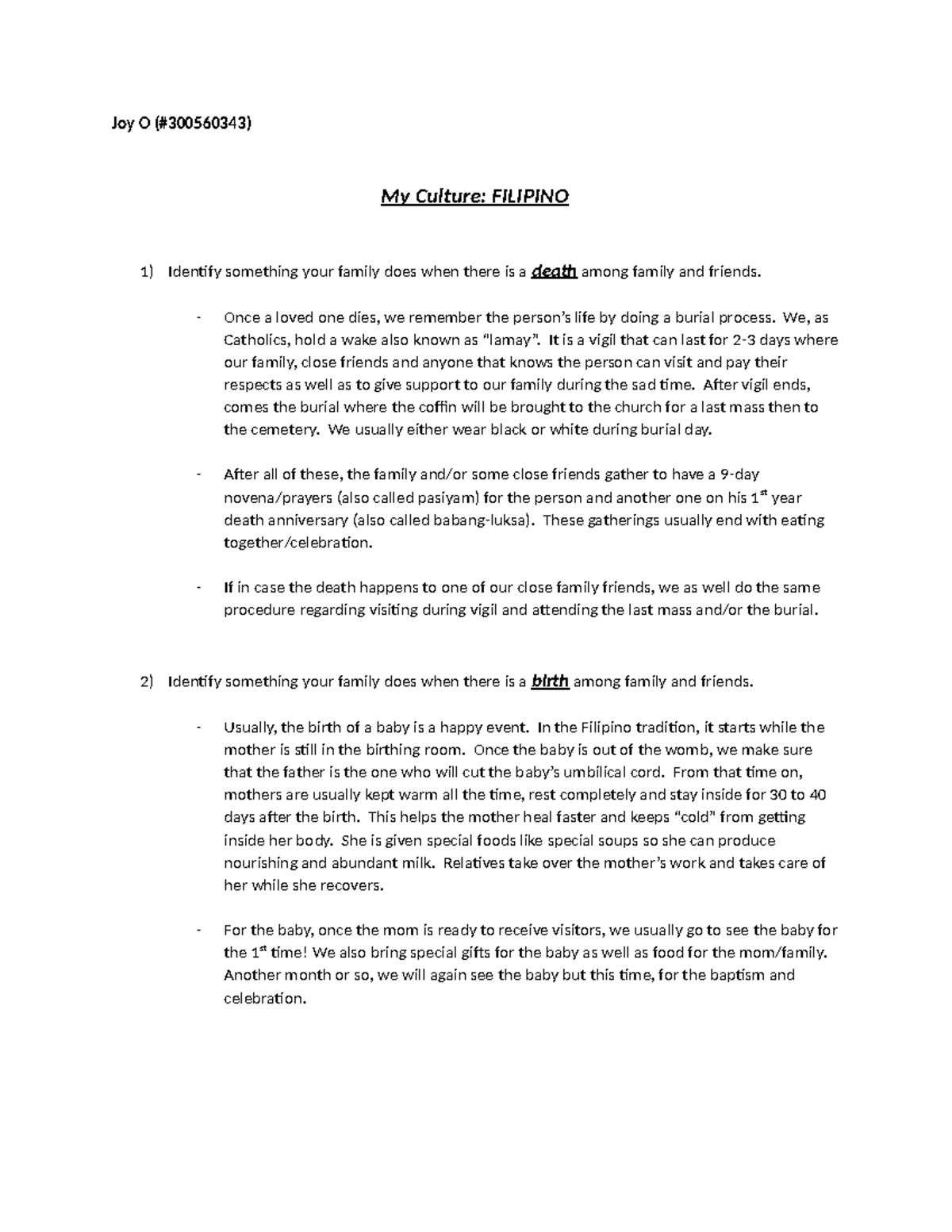 Culture assignment (PPG)(ind) - Joy O (#300560343) My Culture: FILIPINO ...