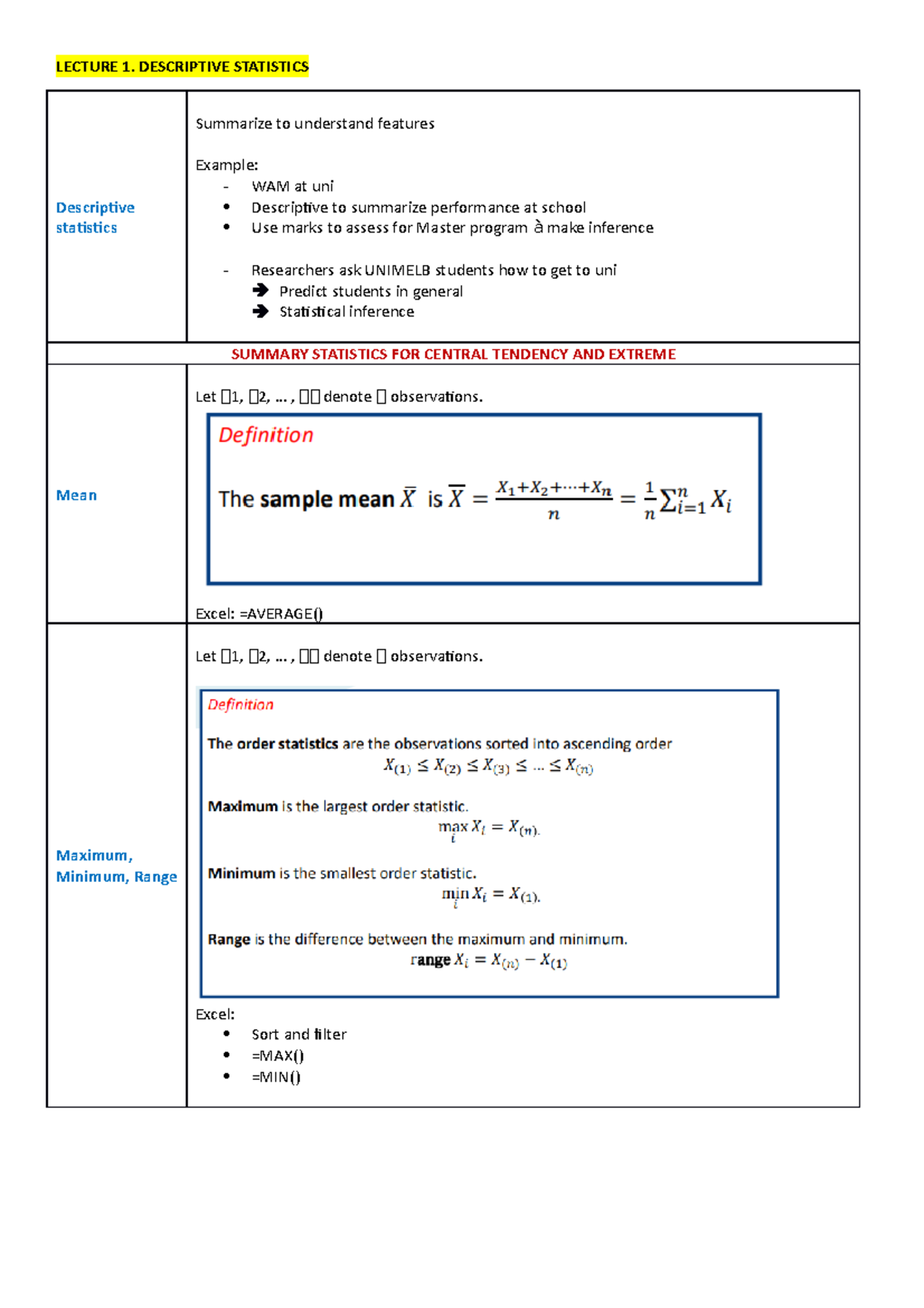 QM1 - Lecture Notes on Descriptive Stats & Probability Concepts - Studocu