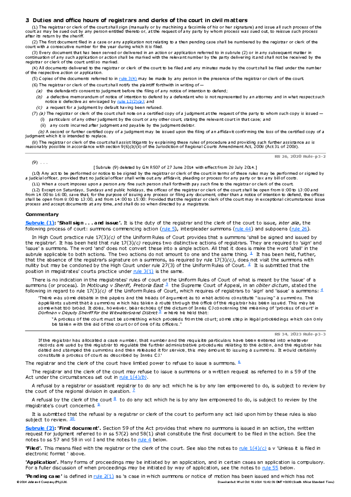 Jones and Buckle: Duties & Office Hours of Court Registrars (Rule 3 ...