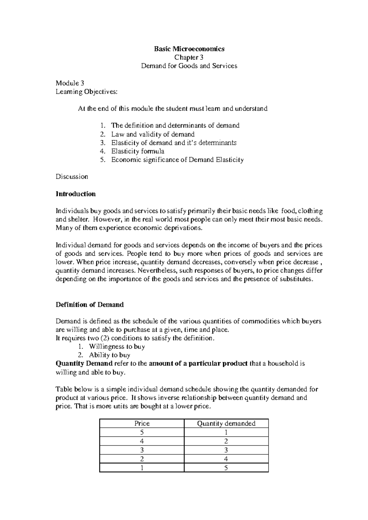 Basic Microeconomics - Chapter 3 - Basic Microeconomics Chapter 3 ...
