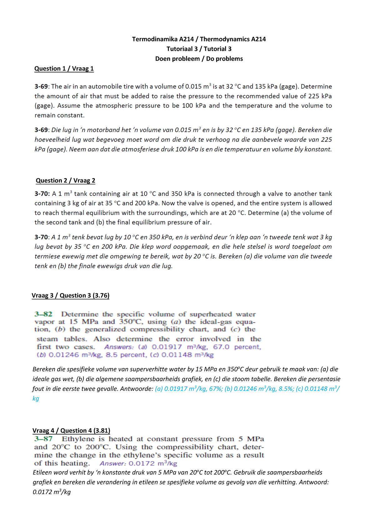 TH214 Tutorial 3 - Vraag / Question (3) Bereken die - Studocu