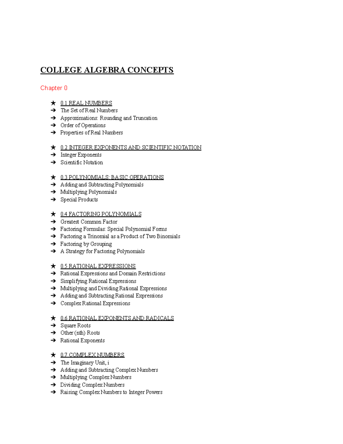 COLLEGE ALGEBRA (MATH101) Chapter 0: Real Numbers & Polynomials - Studocu