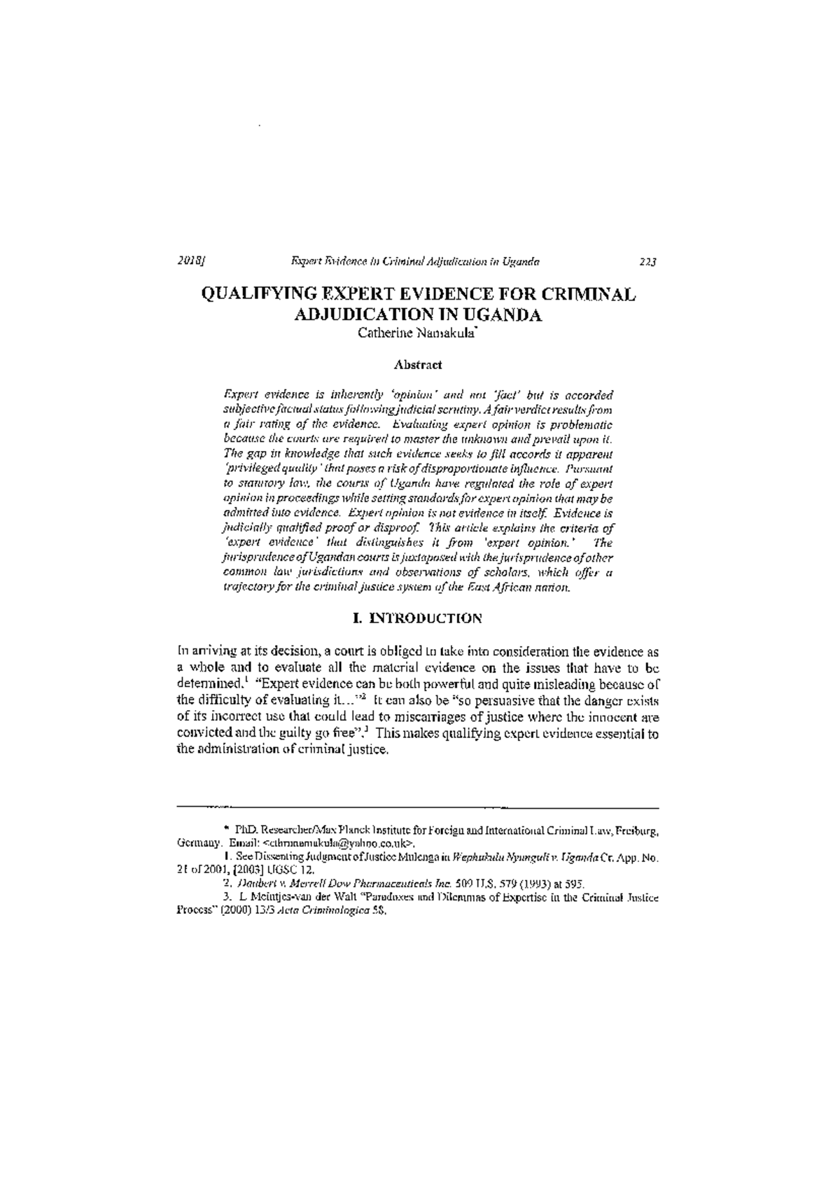 Expert Evidence in Uganda: An In-Depth Analysis - Studocu