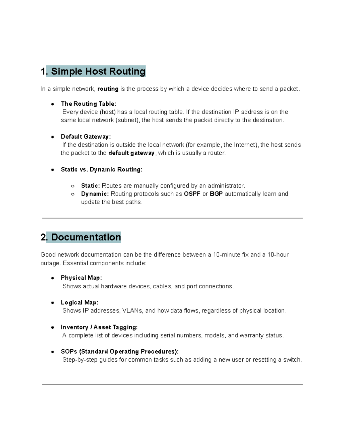 Week 16 SNA: Simple Host Routing and Network Documentation - Studocu