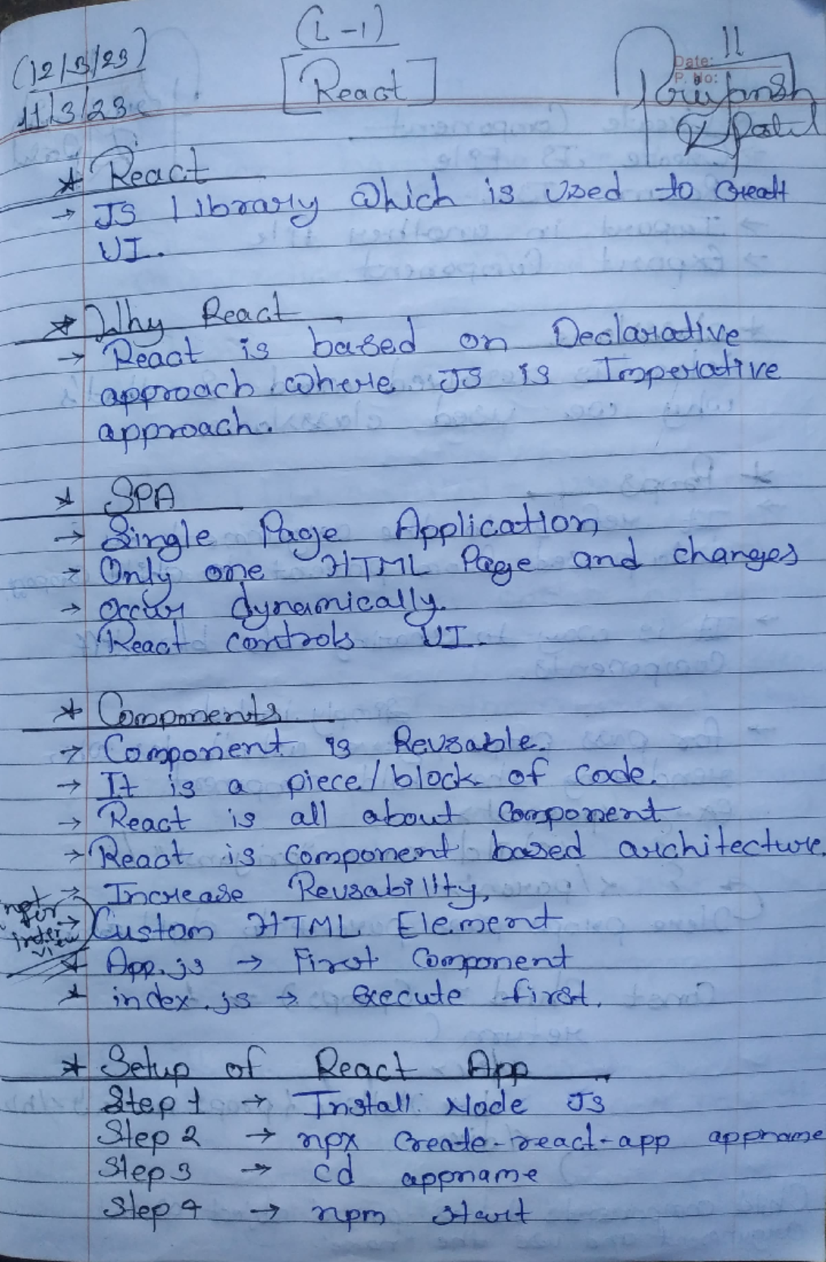 React Notes BY Priyansh Patel - 11 Date: Guynsh P: A React V library ...