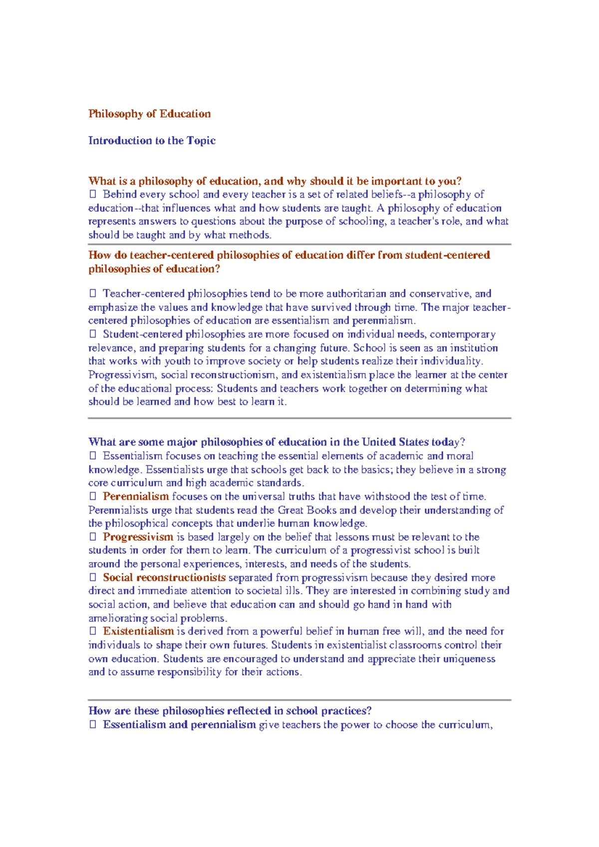 Philosoph Education Lecture Notes - Philosophy of Education ...