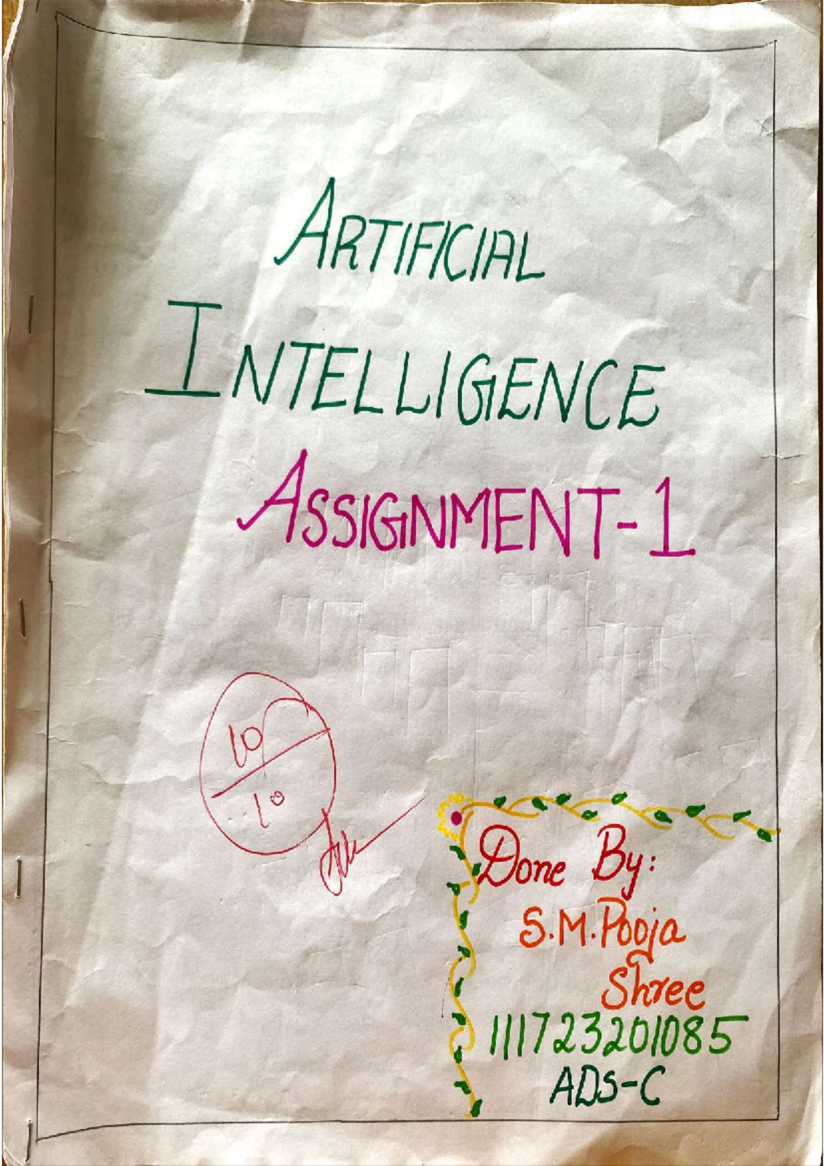 Artificial Intelligence Foundations: Assignment 1 ADS C Sec - Studocu