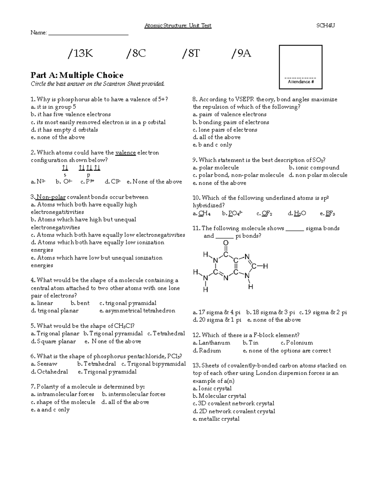 01 - Atomic Theory - Test Questions & Answers Guide - Studocu