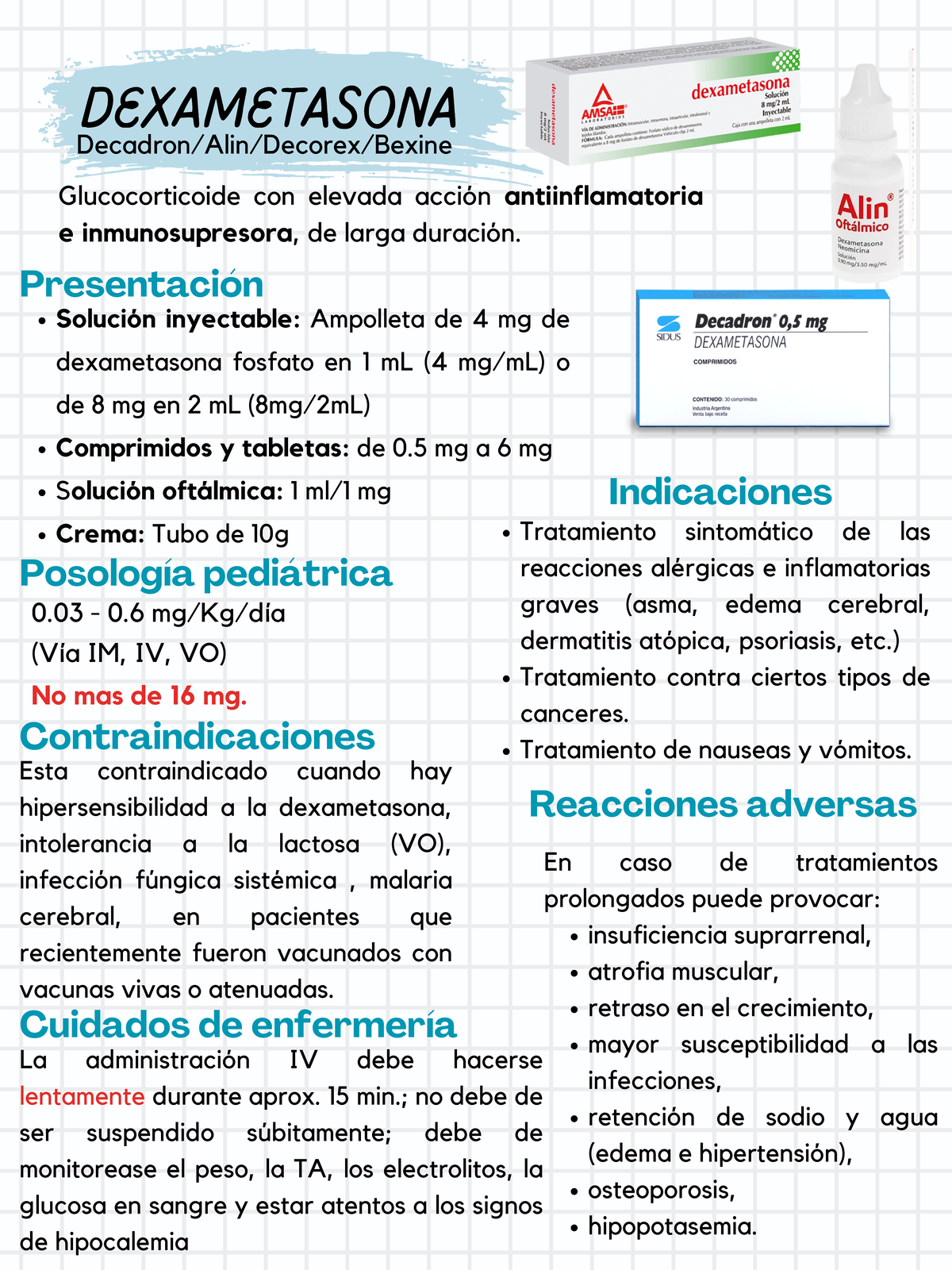 Dexametasona: Uso, Indicaciones y Cuidados de Enfermería - Studocu