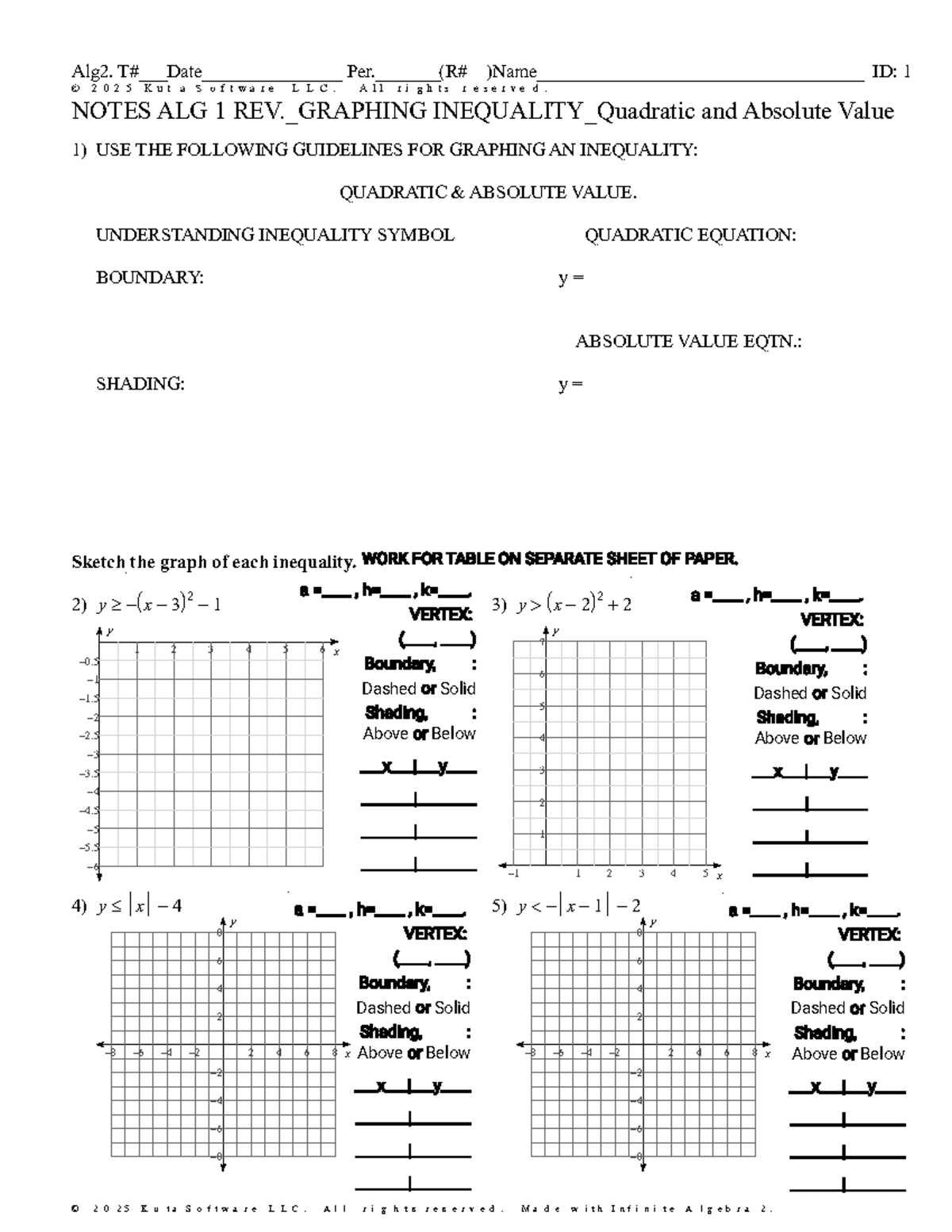 Kami Export - Notes ALG 1 Review Graphing Inequality Quadratic - ©U E 2 ...