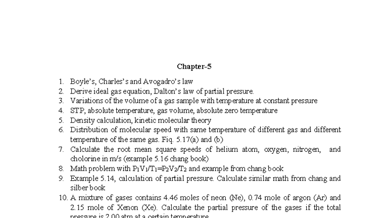 MID-2 Exam Review: Ideal Gas Laws & Kinetic Molecular Theory - Studocu