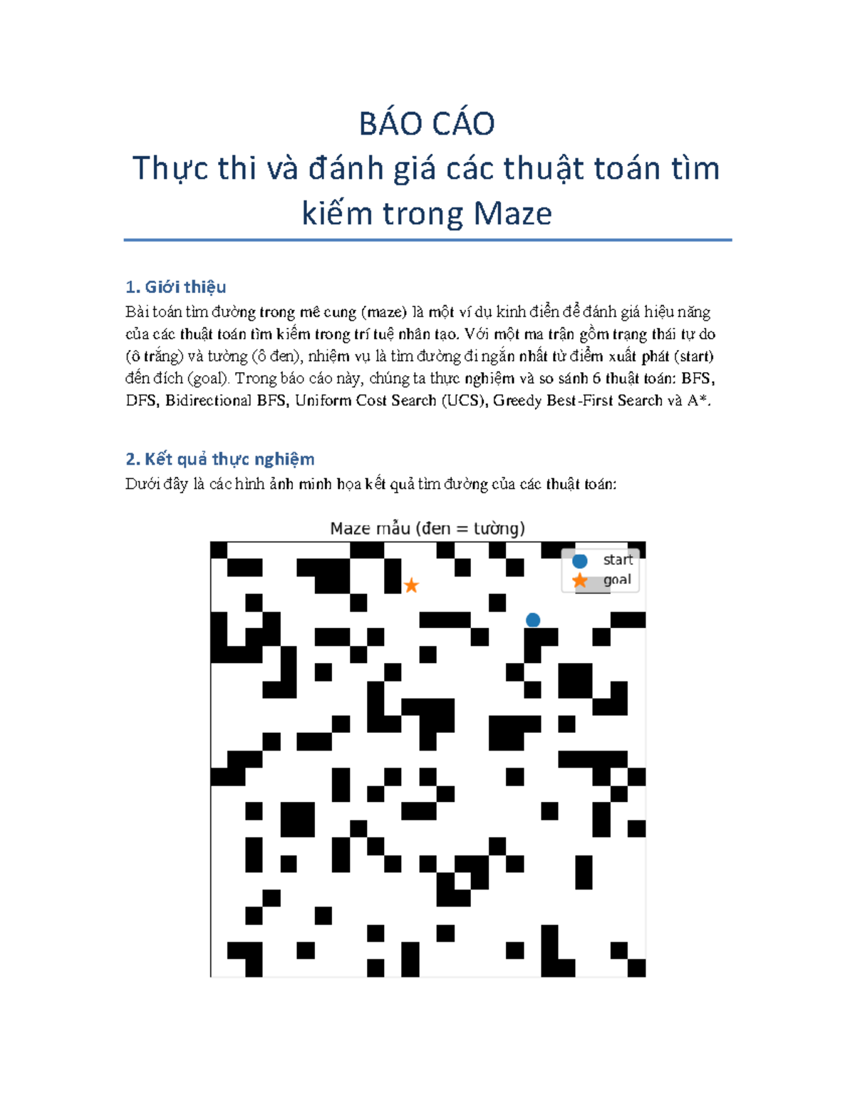 BÁO CÁO: Đánh giá Thuật toán Tìm kiếm trong Mê Cung (Maze) - Studocu