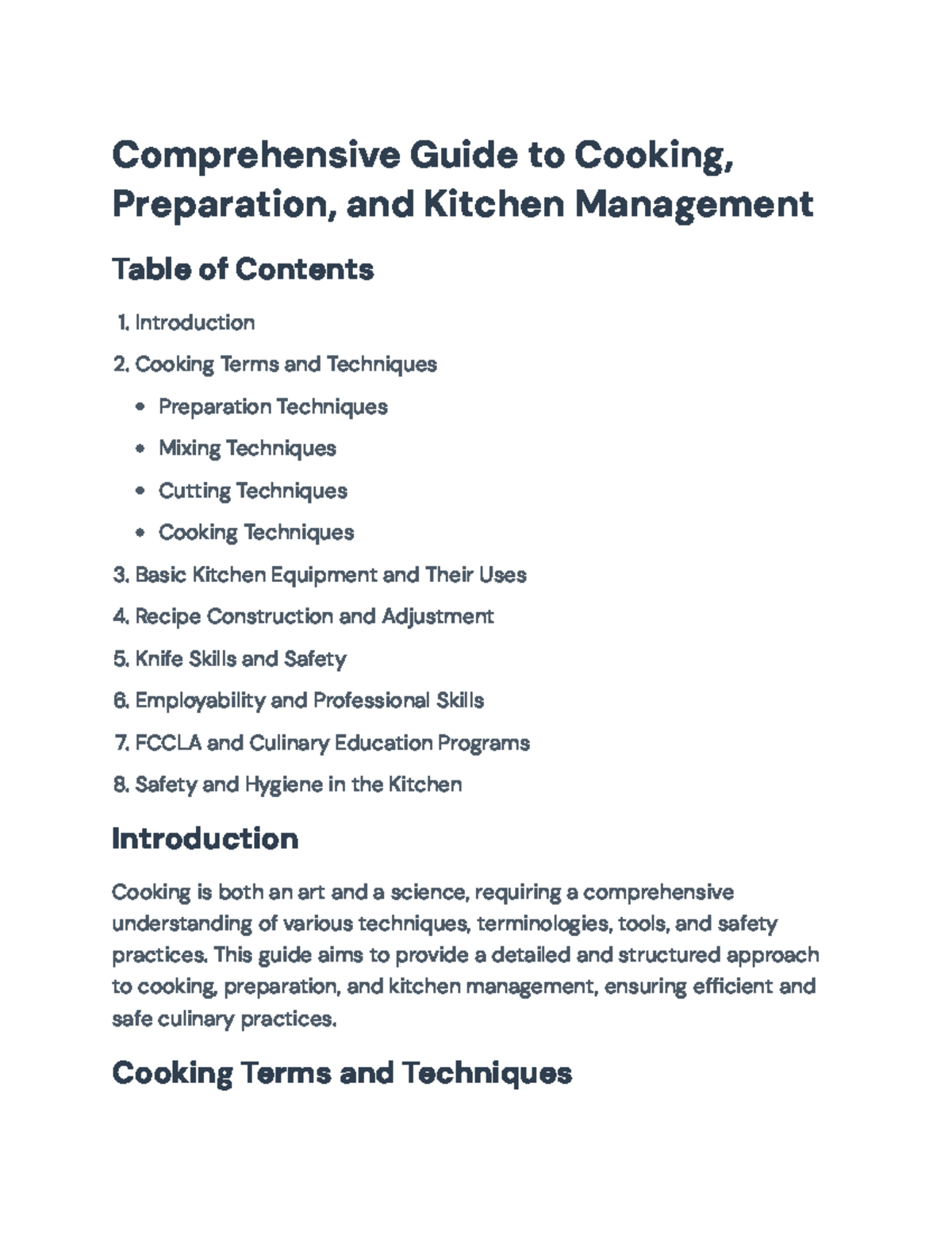Culinary Skills and Kitchen Management Guide (Culinary 101 ...