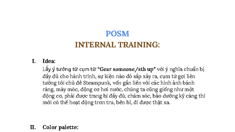 POSM Internal Training: Gearing Up for Success in Steampunk Style - Studocu