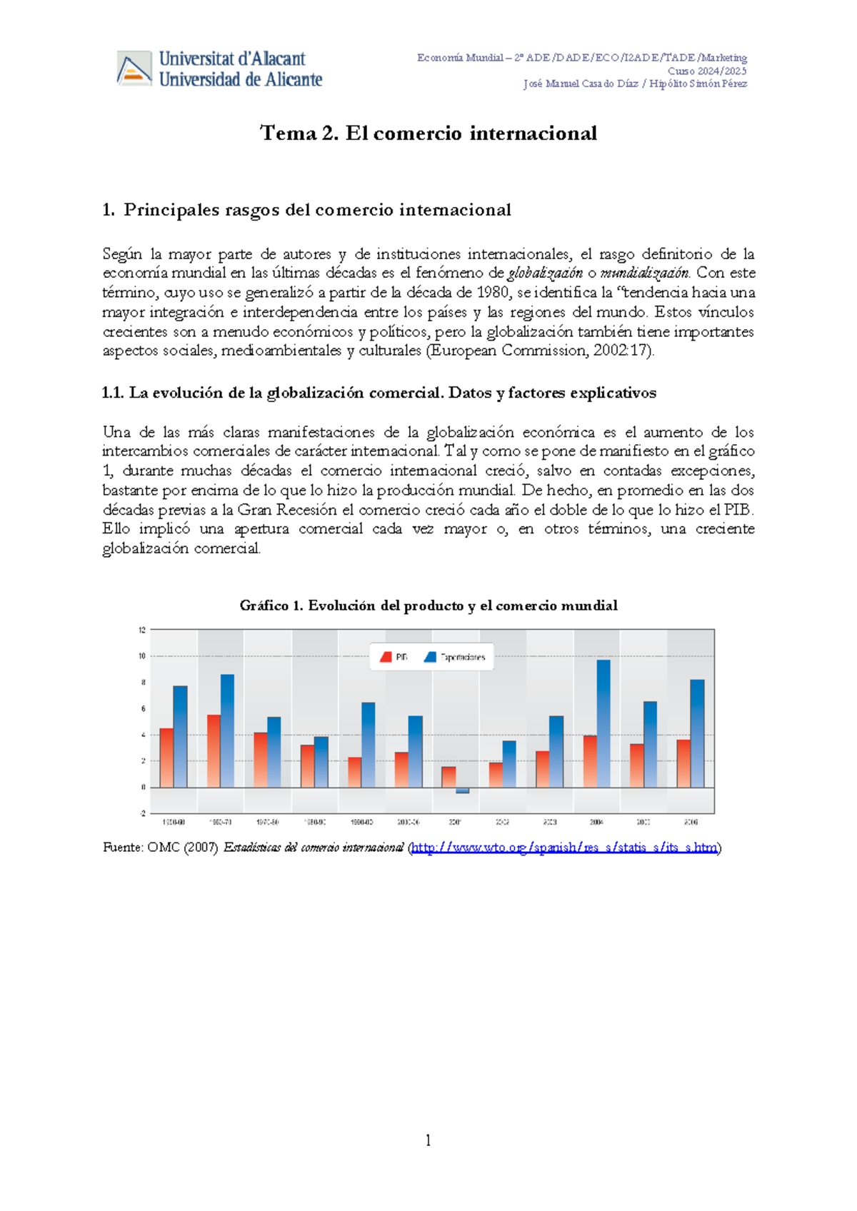 Tema 2 - El comercio internacional - Curso 20 24 /2 025 José Manuel ...