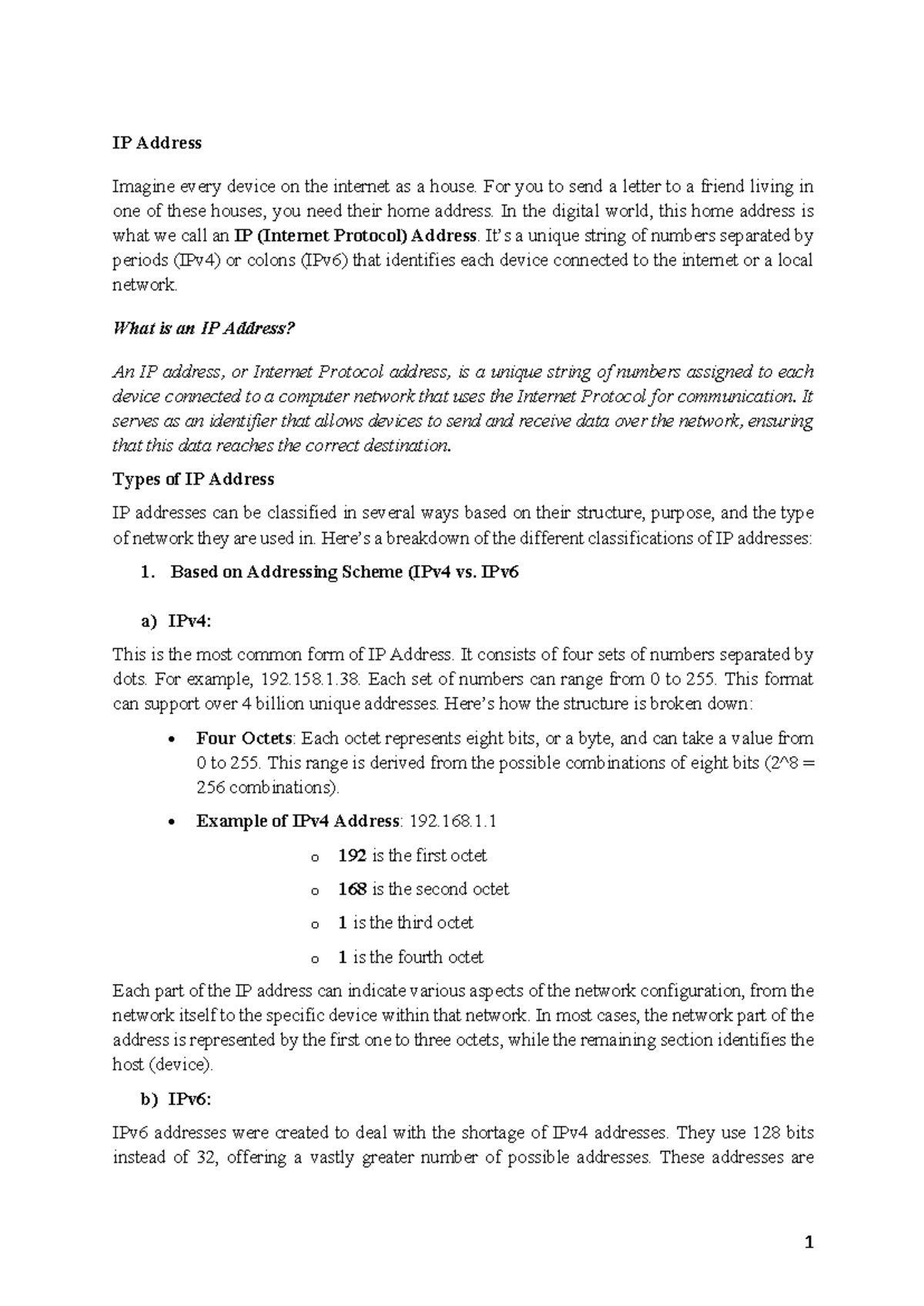 IP Address - Final Exam Lecture Notes: Understanding IP Concepts - Studocu