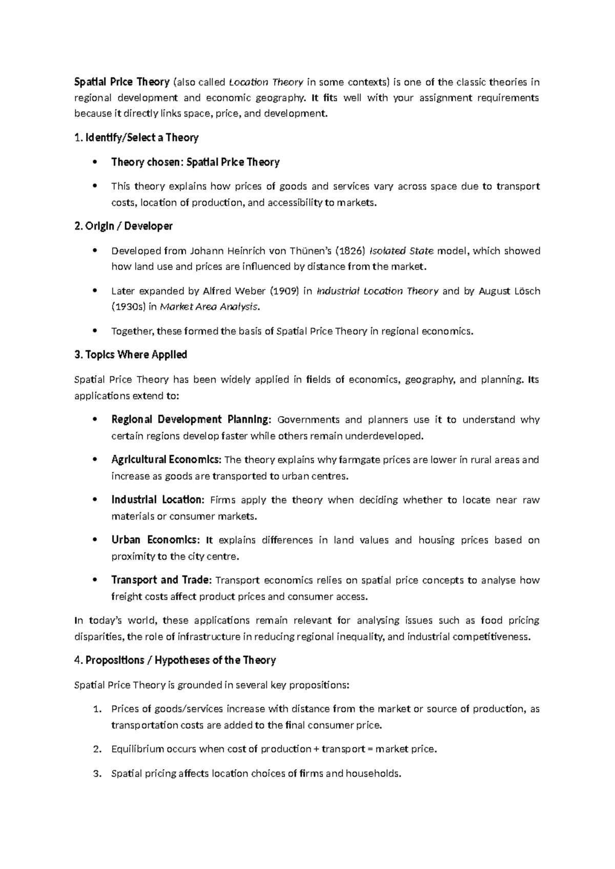 Spatial Price Theory (ECO 101): Impact on Regional Development ...