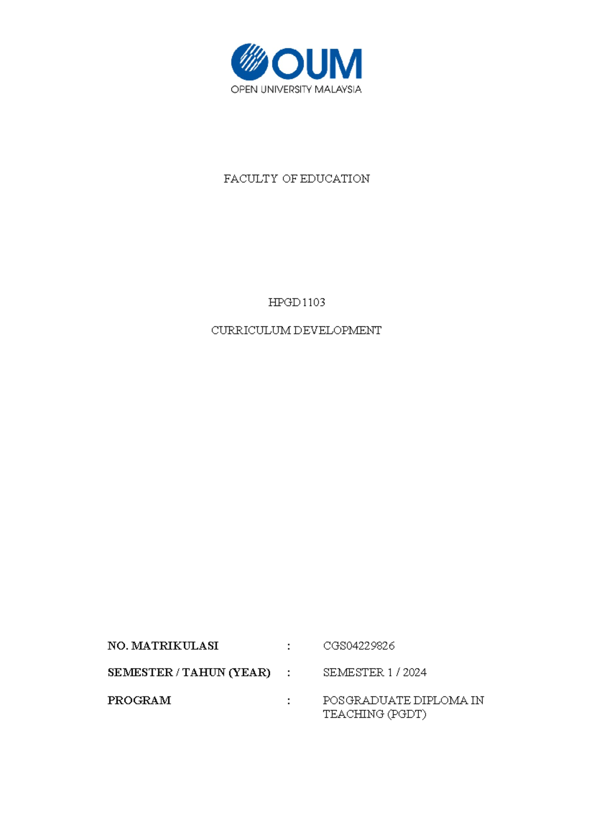 HPGD1103 Curriculum Development Challenges and Strategies for PGDT ...