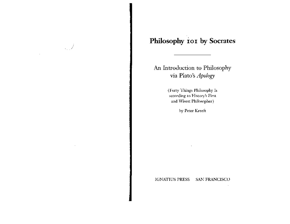 Philosophy 101: An Introduction to Socratic Thought and the Apology ...