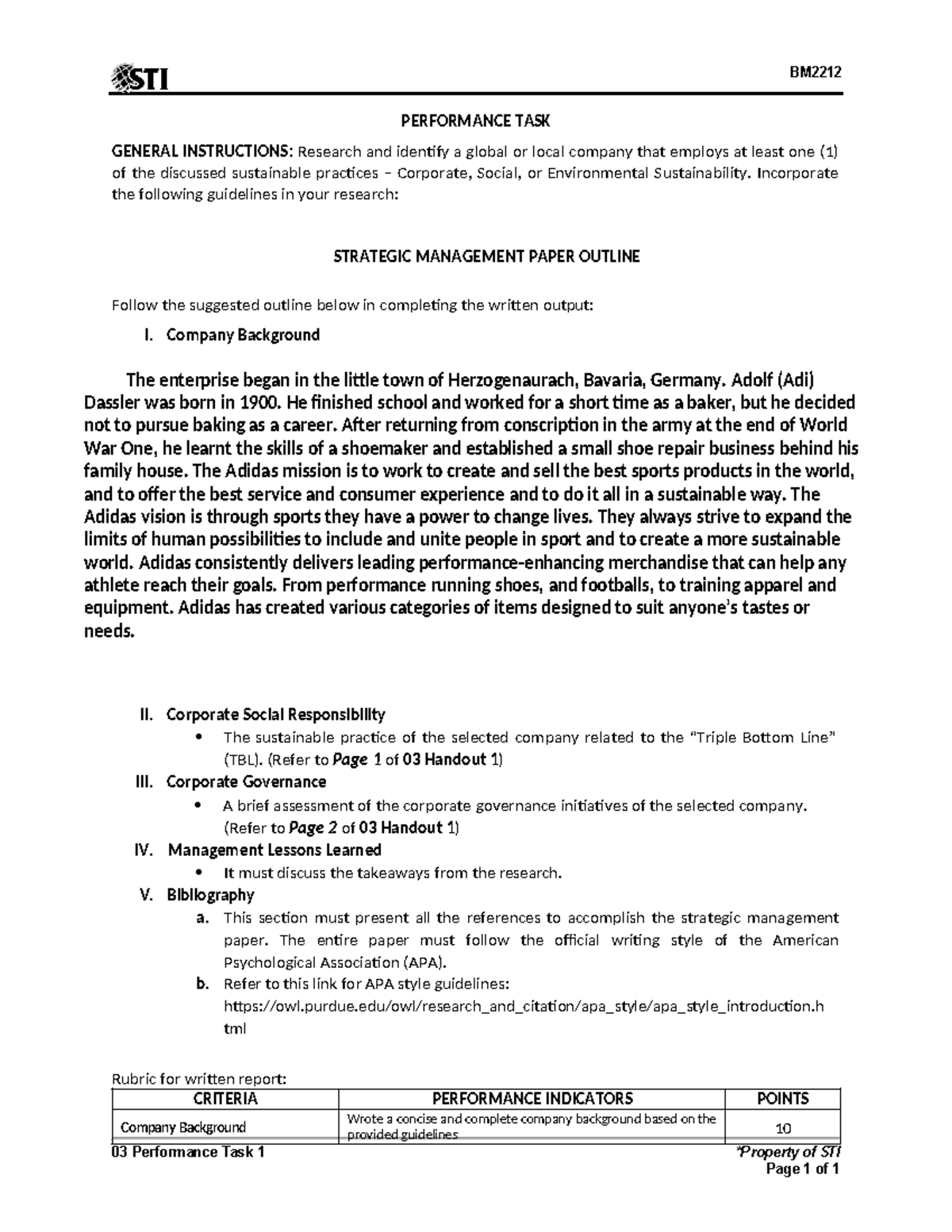 03 Performance Task 1 - task - 03 Performance Task 1 *Property of STI ...