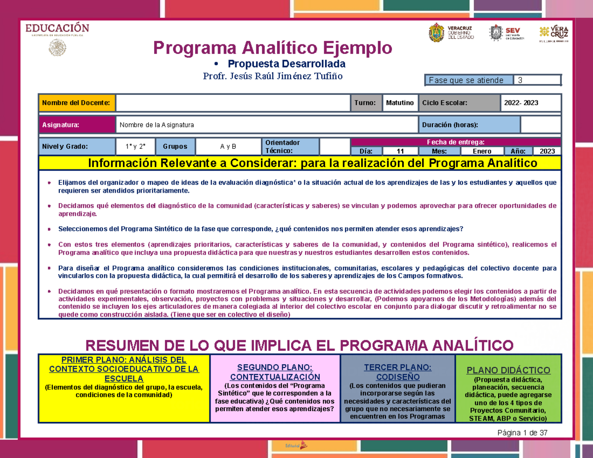 Programa Analítico de Aprendizaje Basado en Proyectos (ABP) 2022-2023 - Studocu