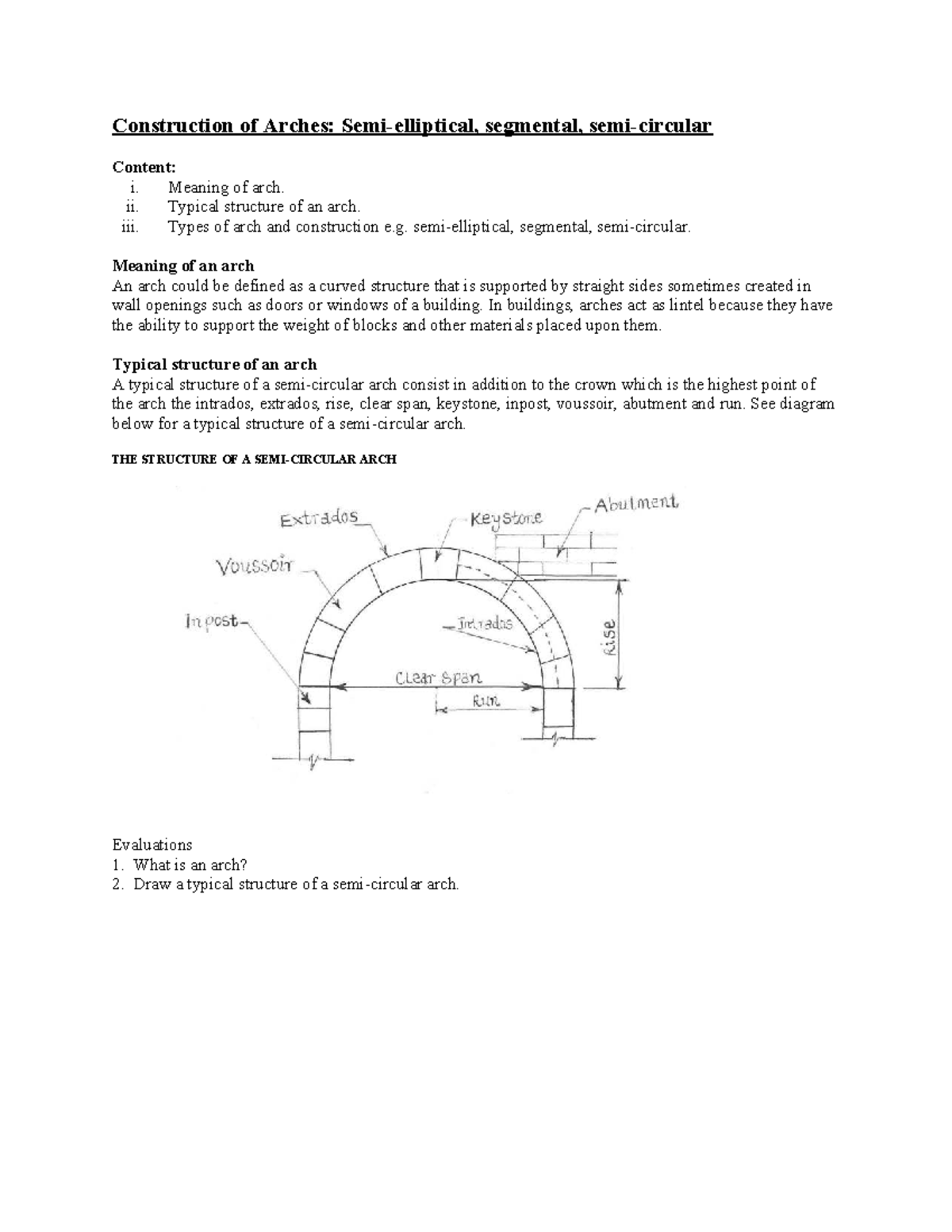Construction of Arches: Segmental, Tudor, Gothic & More (SS3) - Studocu