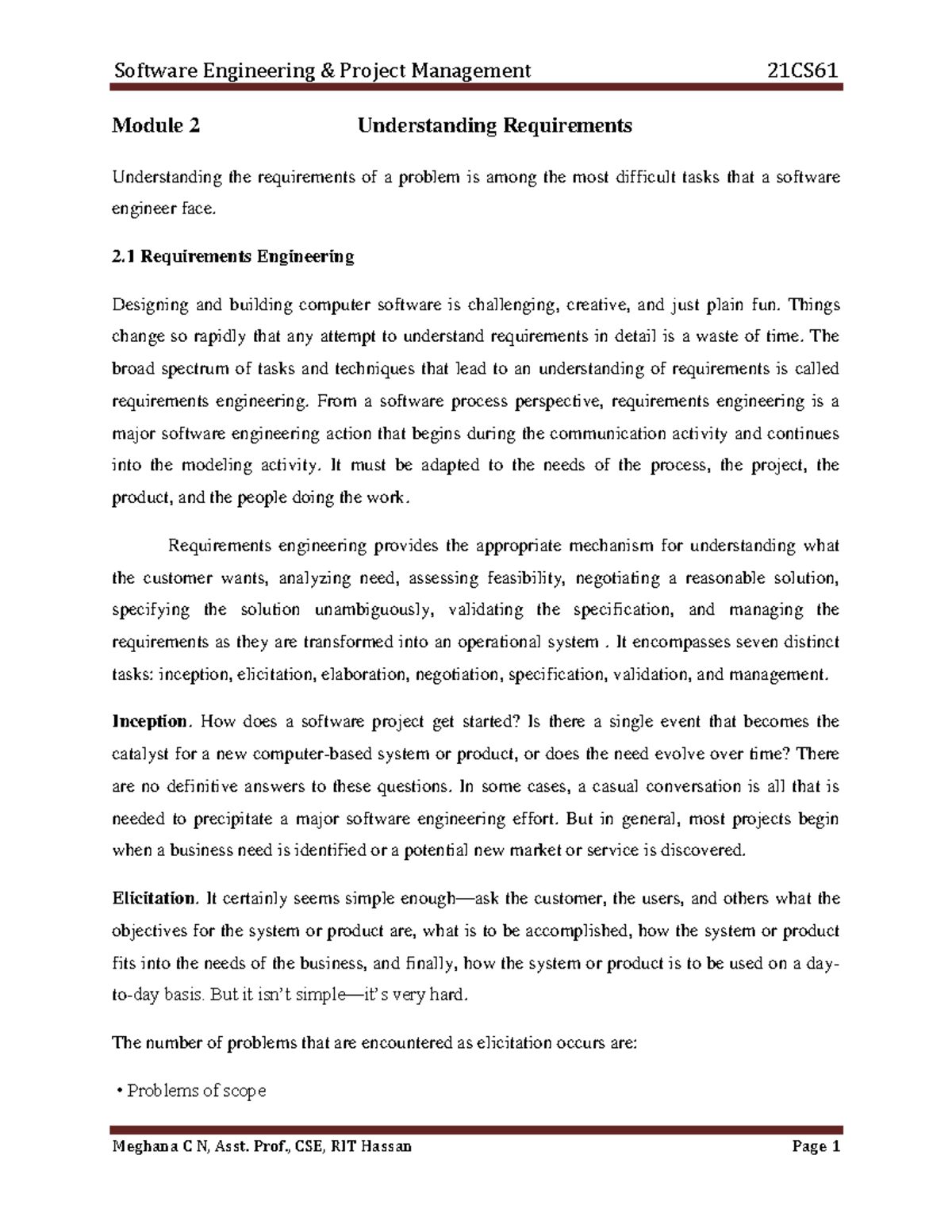 SE&PM Module 2: Understanding Requirements Engineering Notes - Studocu