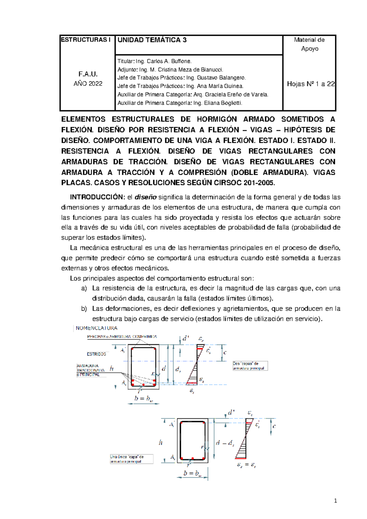 Estructuras I - Unidad 3 - ESTRUCTURAS I UNIDAD TEMÁTICA 3 Material de ...
