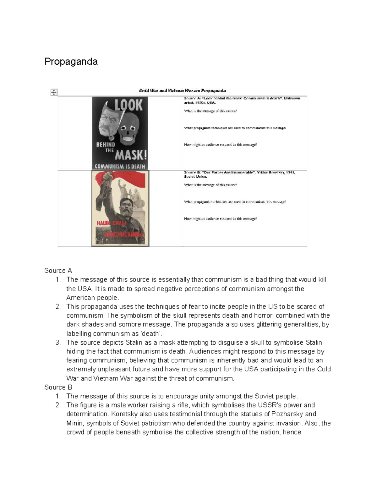 Propaganda Analysis: Communism's Perception in the Cold War - Studocu