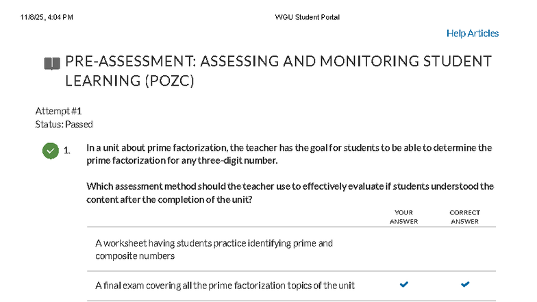 WGU d659 Pre-Assessment: Evaluating Student Learning Methods - Studocu