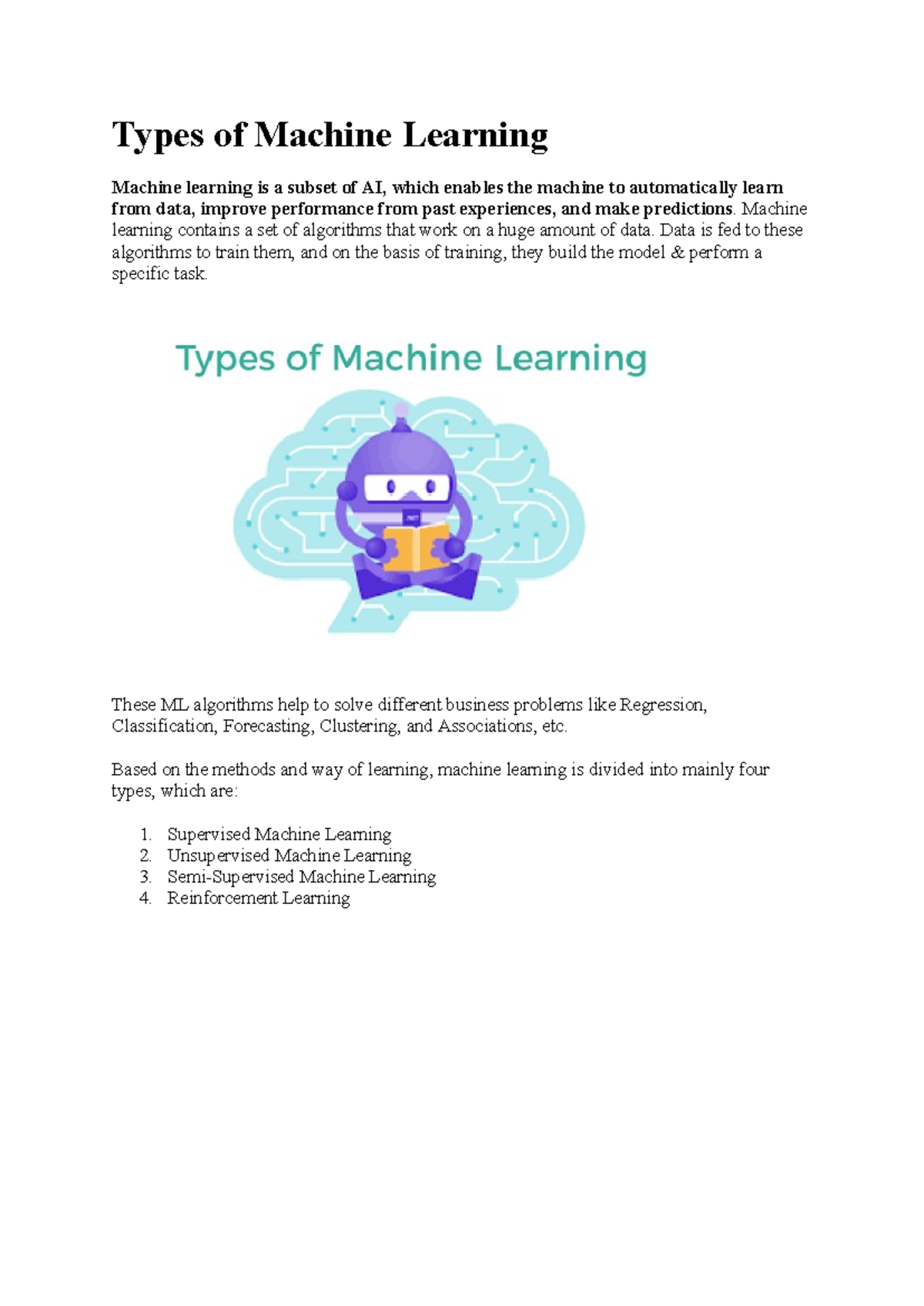 Types of Machine Learning: Supervised, Unsupervised & Reinforcement ...
