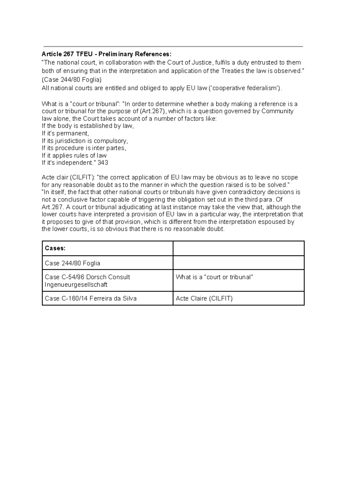 LW291 W Study Material: Article 267 TFEU & Preliminary References ...