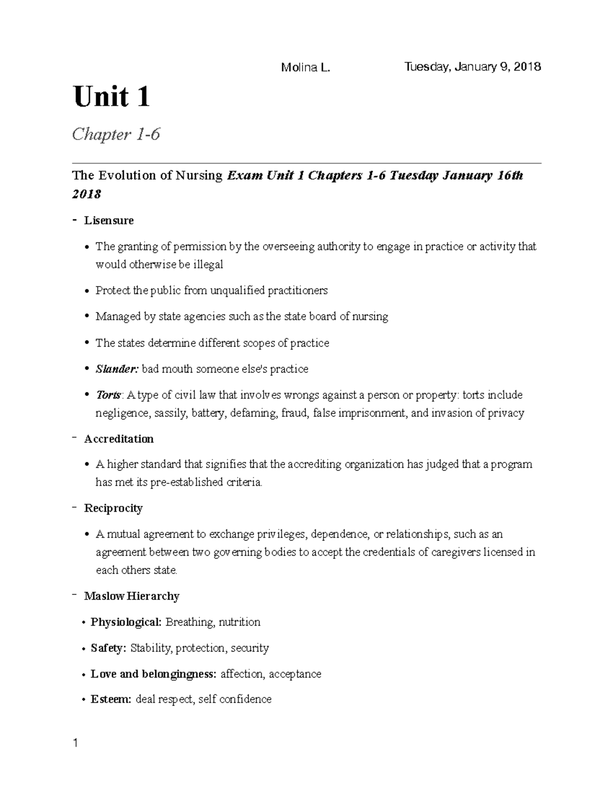 Practical Nursing Exam Notes - Unit 1 Overview and Key Concepts - Studocu