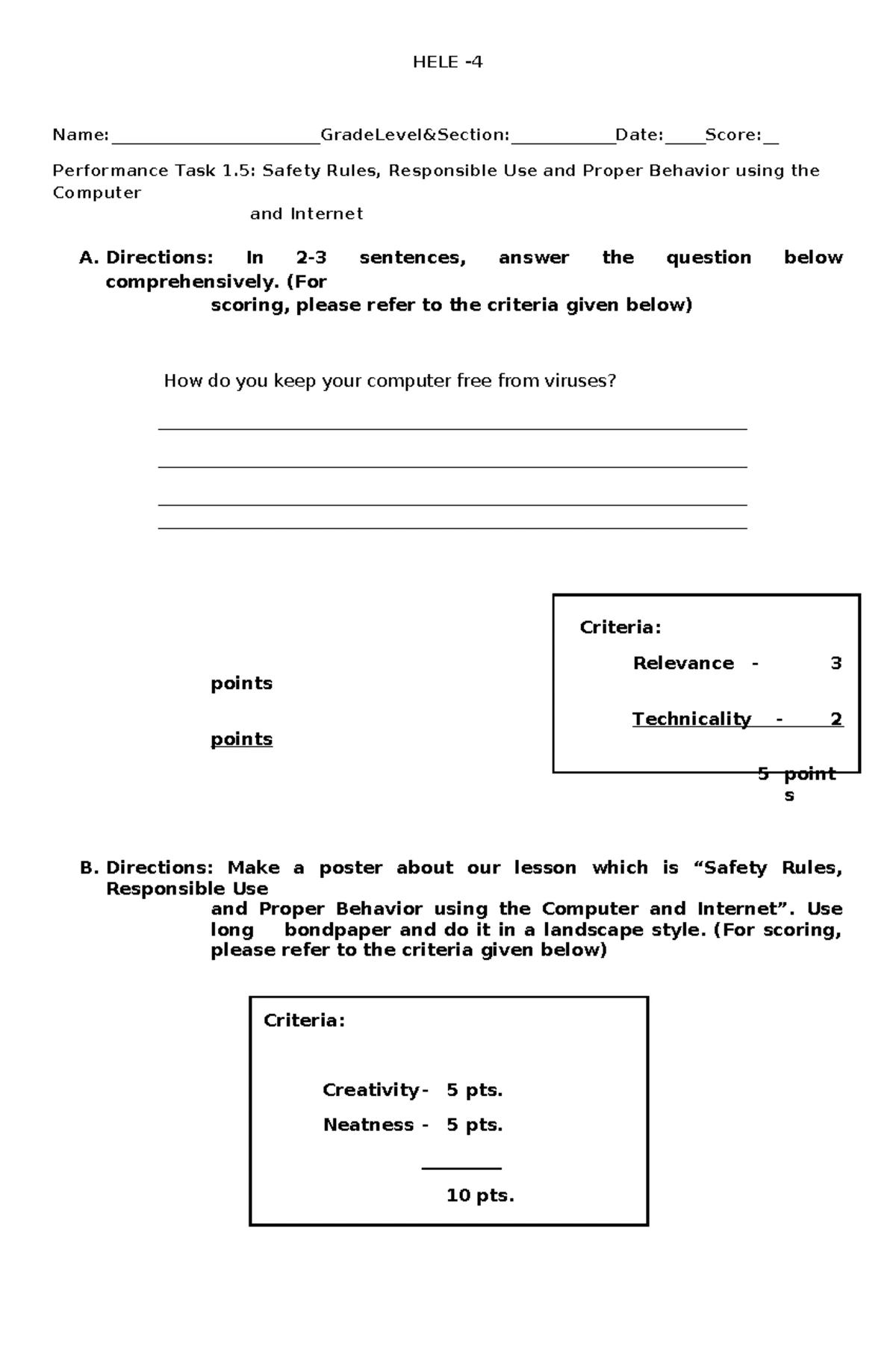HELE 1.4: Performance Task on Plant Propagation Methods - Studocu