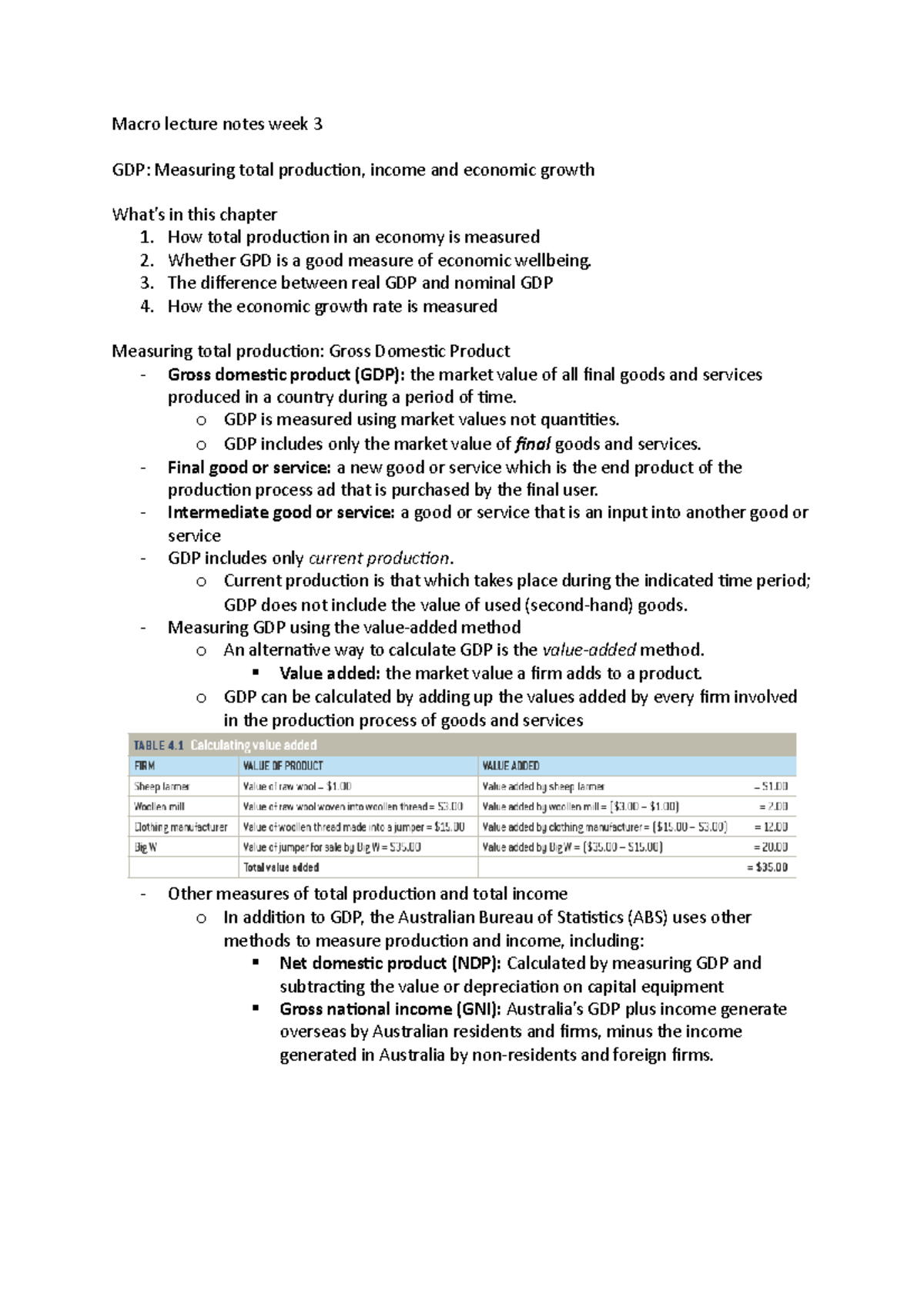 Macro lecture notes week 3 - How total production in an economy is ...