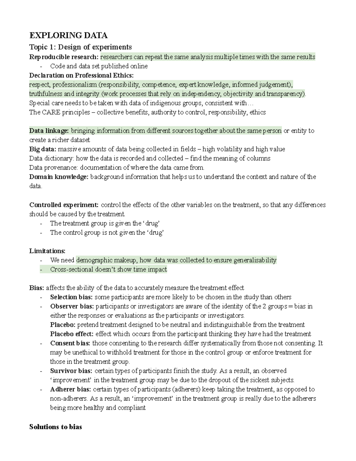 DATA1001: Exploring Design of Experiments and Data Analysis Techniques ...