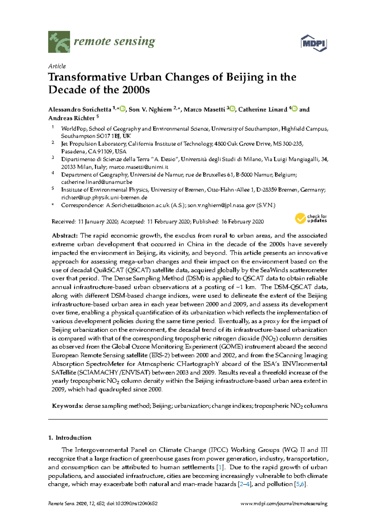 Transformative Urban Changes in Beijing: A Remote Sensing Study (Remote ...