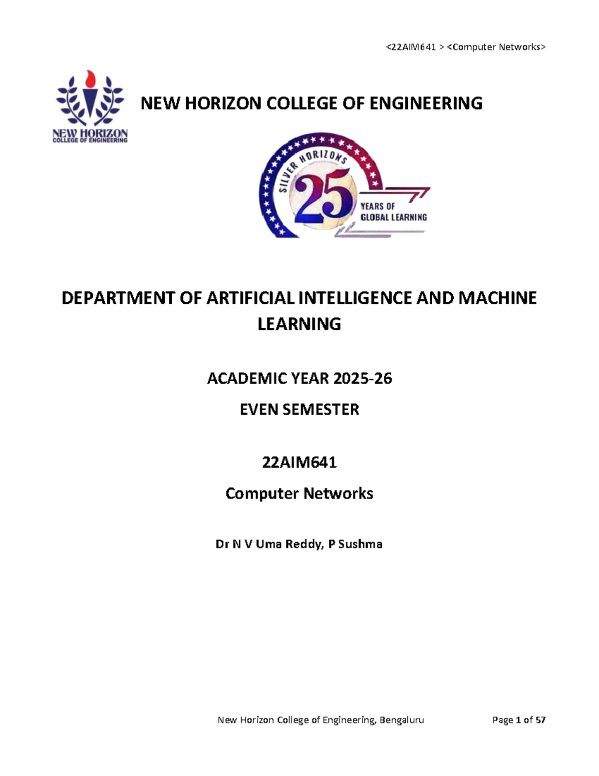 22AIM641 Computer Networks: Module 1 Overview and Concepts - Studocu