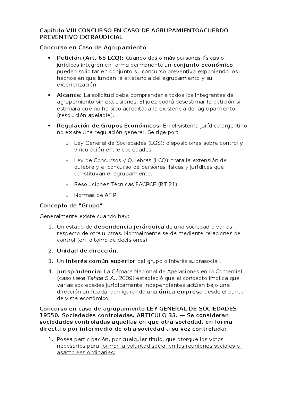 Concurso en Caso de Agrupamiento: Acuerdo Preventivo Extrajudicial ...