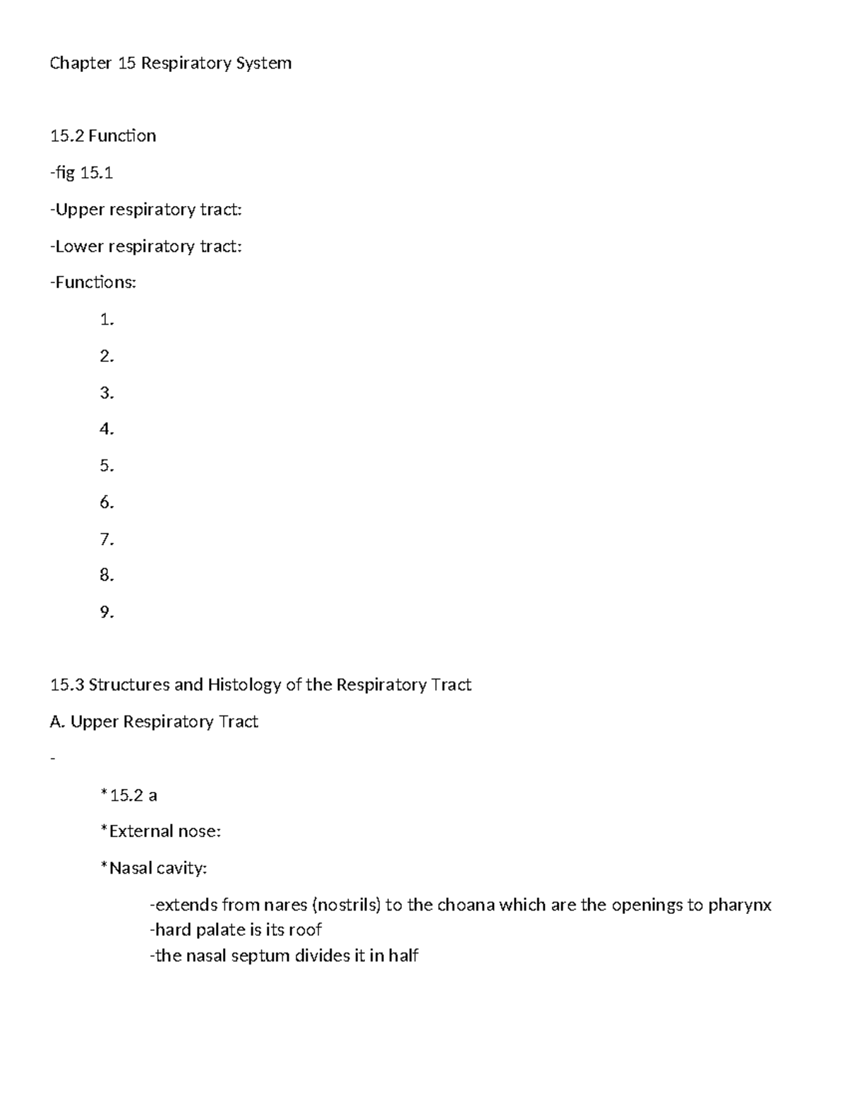 Chapter 15: Respiratory System Lecture Notes (Bio 101) - Studocu