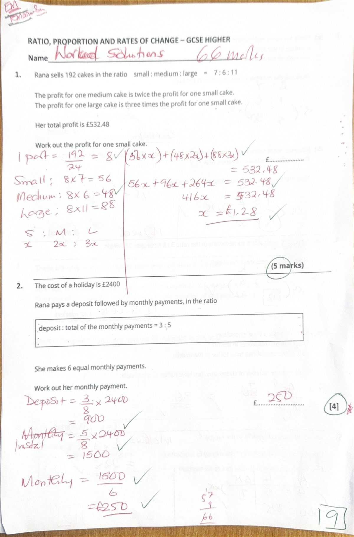 Ratio, Proportion AND Rates OF Change - GCSE Higher - RATIO, PROPORTION ...