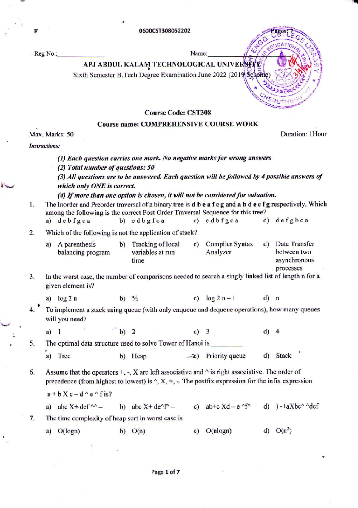 CST308 Comprehensive Course Work - June 2022 Exam Questions - Studocu