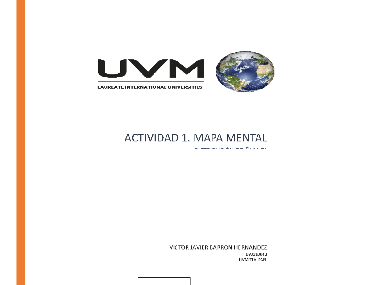 Act#1 Distribucion De Plantas - VICTOR JAVIER BARRON HERNANDEZ 080210042 UVM TLALPAN ACTIVIDAD 1 ...