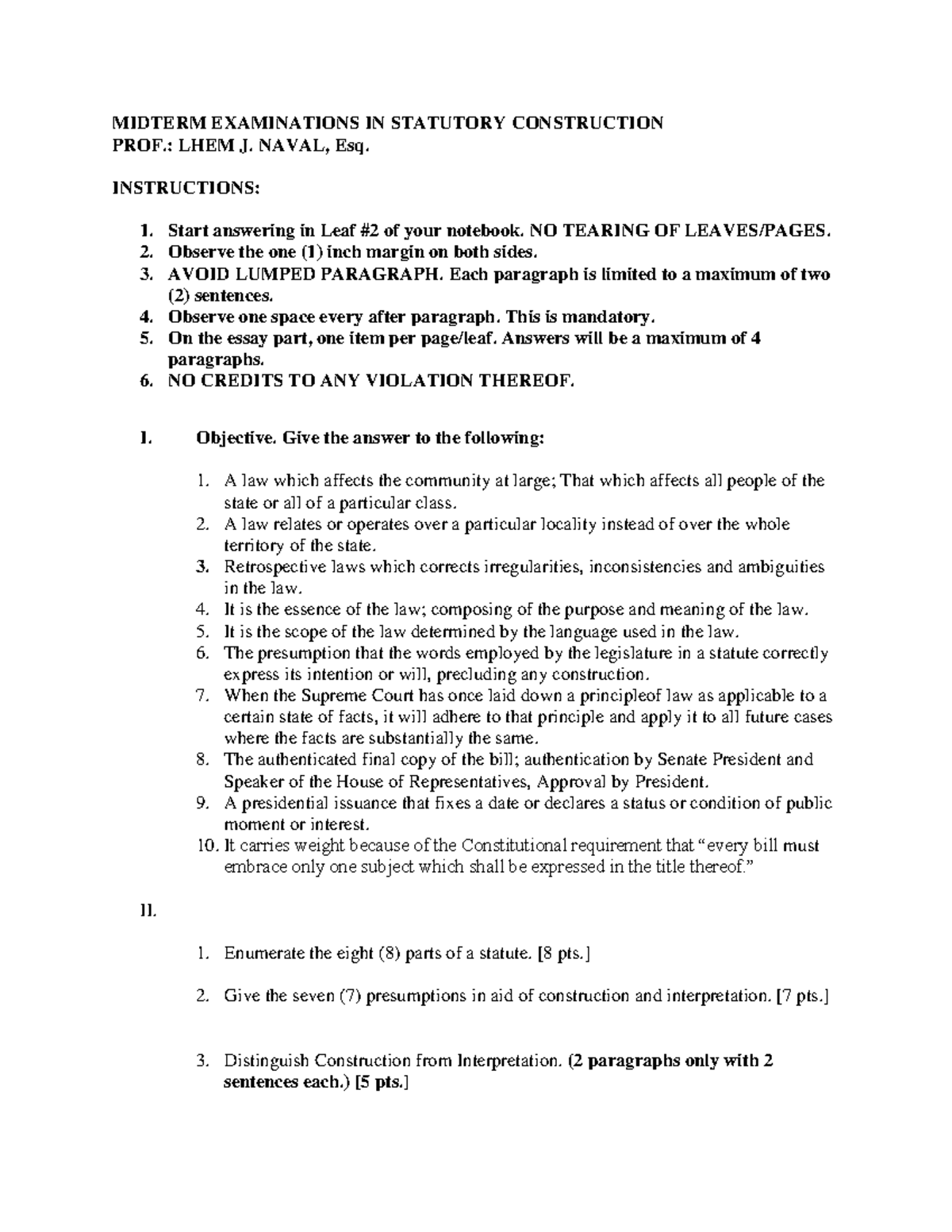 Statcon 101: Midterm Exam Review and Guidelines - Studocu