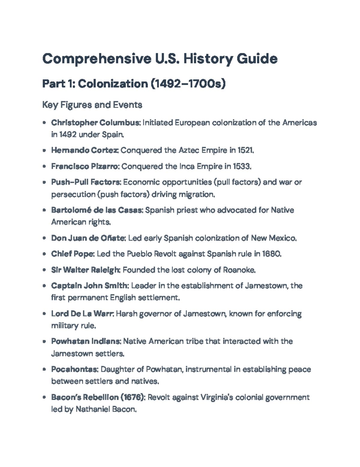 U.S. History Overview: Key Events from Colonization to Cold War ...